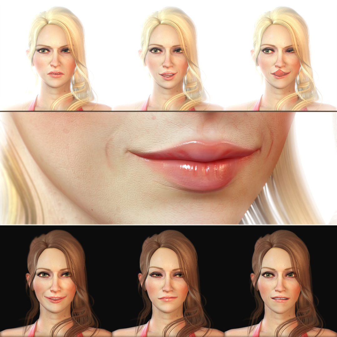 character rigged female muscle 3d max