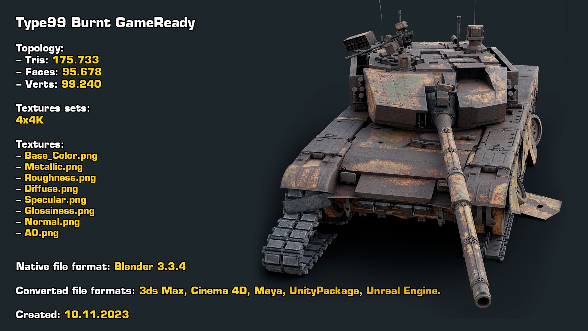 3D Burnt Type 99 Chinese Main Battle Tank Model - TurboSquid 2150118