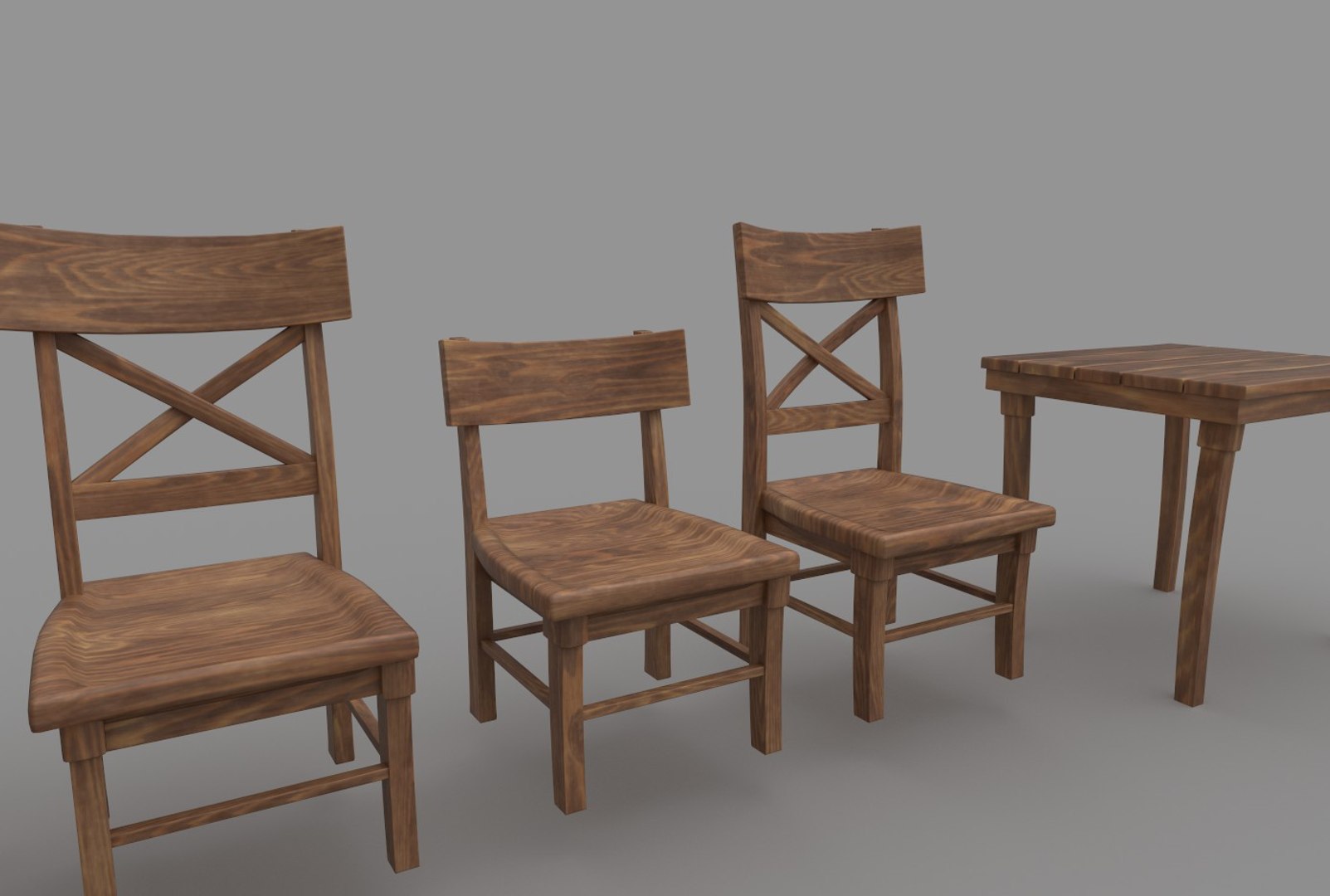 3D Wood Table Chair - TurboSquid 1649972