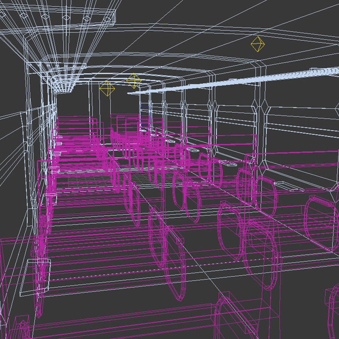 Low Poly Economy Class Train Wagon Interior 3D - TurboSquid 2214299