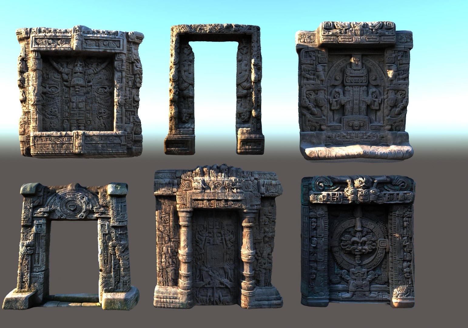 3D Model Mayan Gate Pack 6 - TurboSquid 2065607
