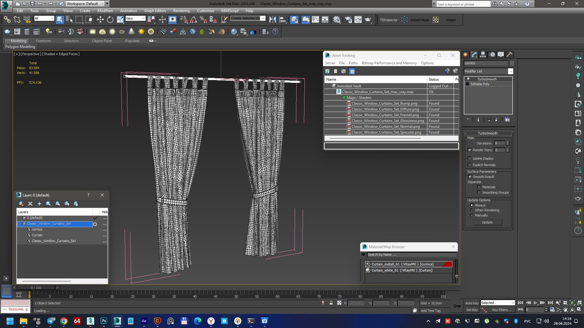 Classic Window Curtains Set 3D Model - TurboSquid 2270546