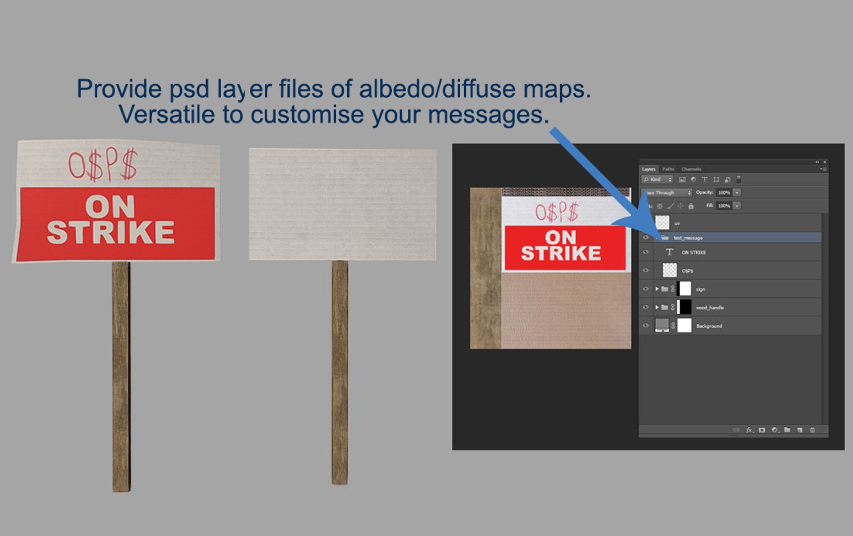 Strike Protest Signs Ready 3d Model
