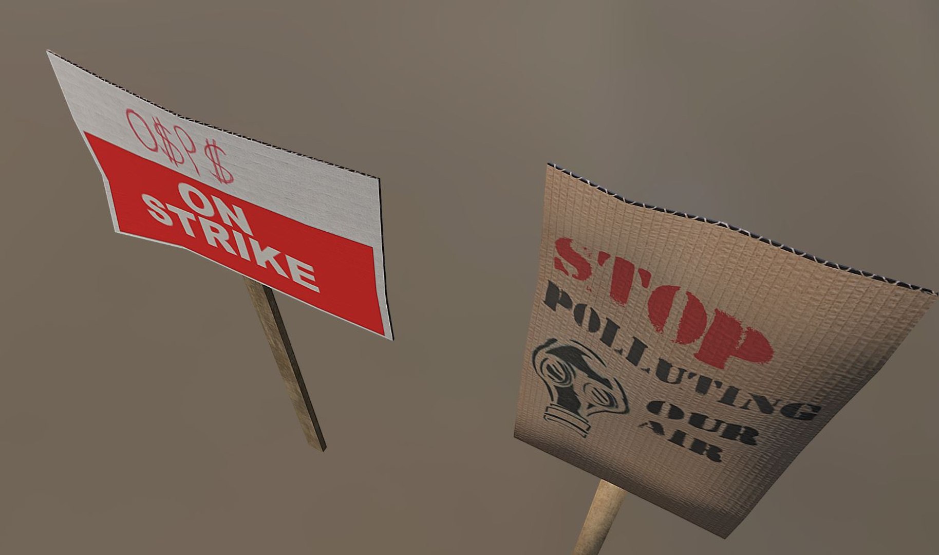 Strike Protest Signs Ready 3d Model