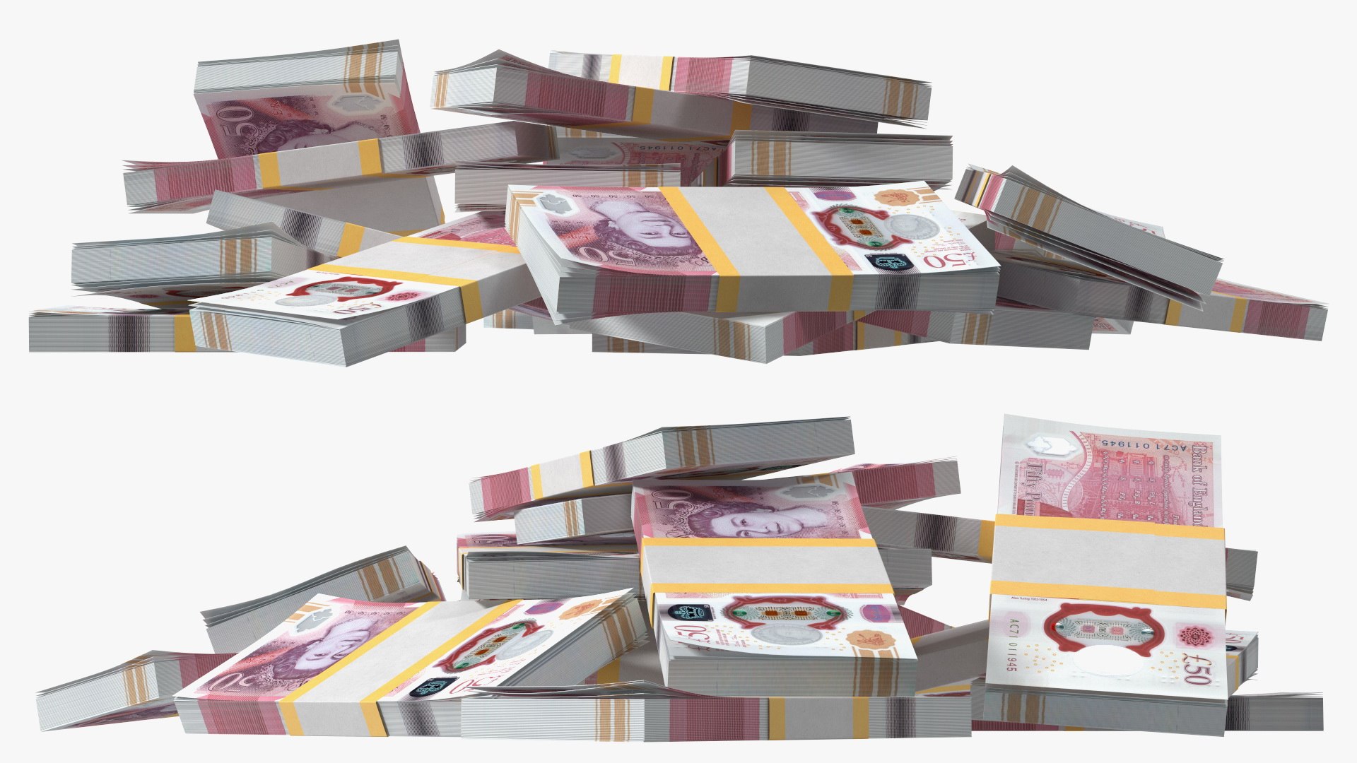 Pile Of Money 50 Pounds Model - TurboSquid 2147293