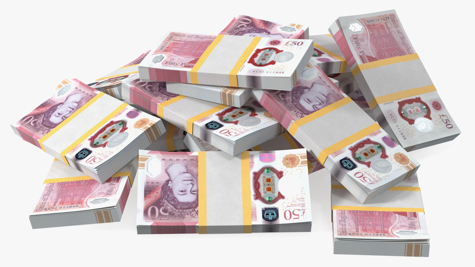 Pile Of Money 50 Pounds Model - TurboSquid 2147293