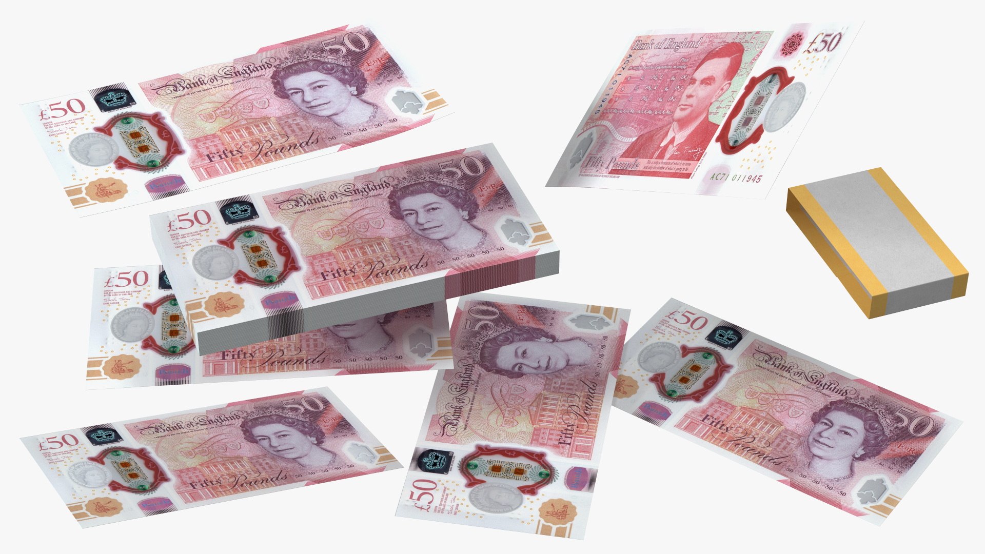 Pile Of Money 50 Pounds Model - TurboSquid 2147293