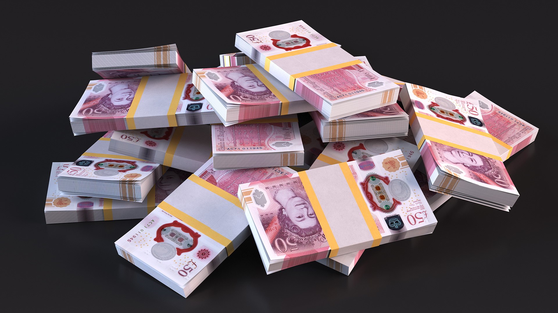 Pile Of Money 50 Pounds Model - TurboSquid 2147293