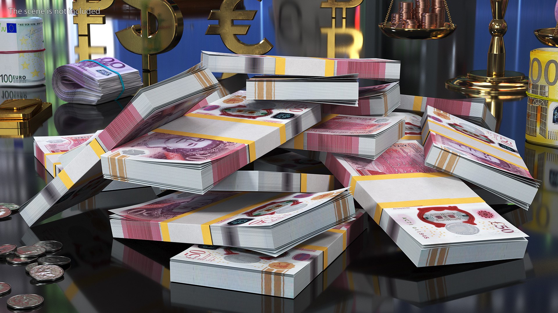 Pile Of Money 50 Pounds Model - TurboSquid 2147293