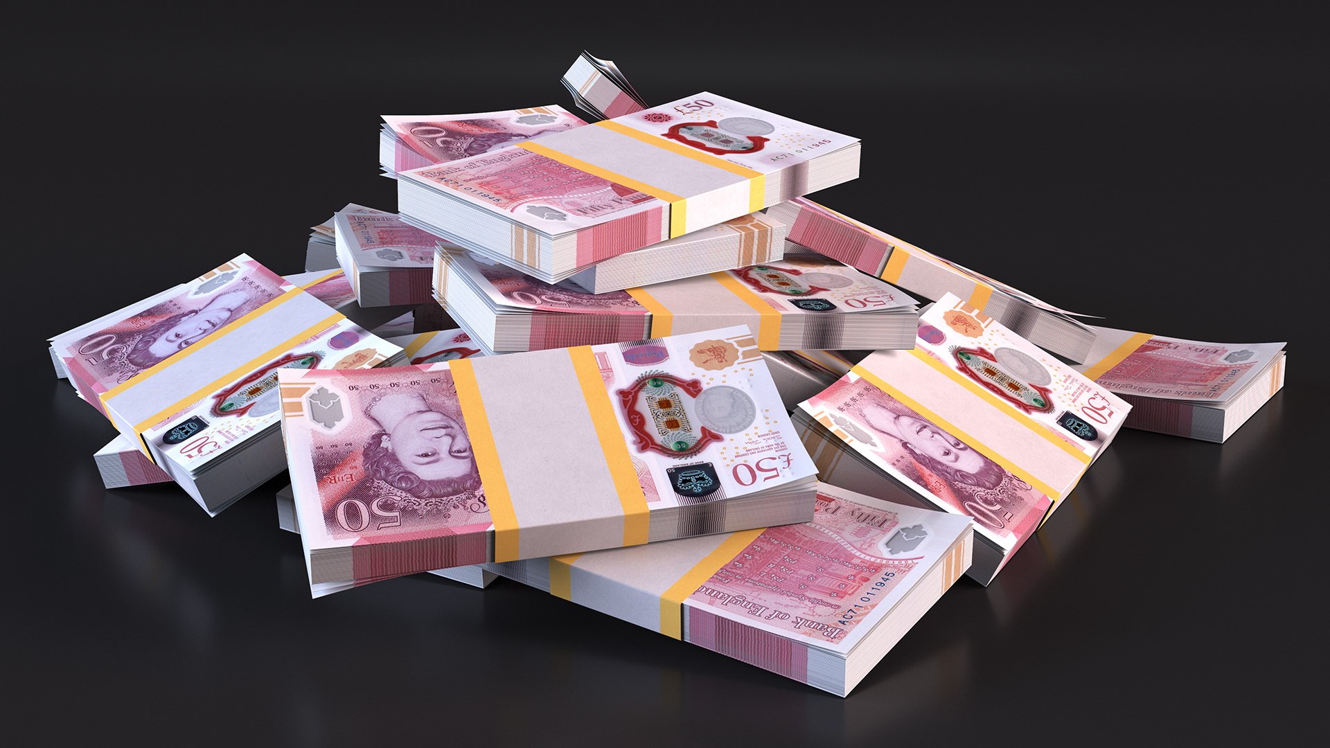 Pile Of Money 50 Pounds Model - TurboSquid 2147293