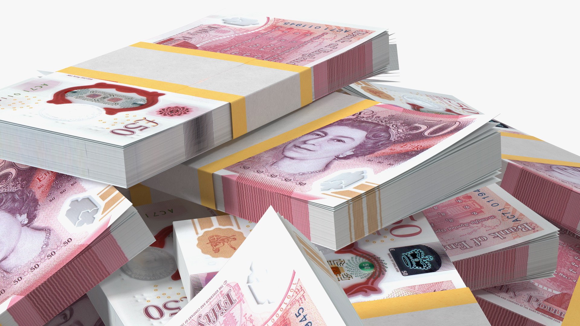 Pile Of Money 50 Pounds Model - TurboSquid 2147293