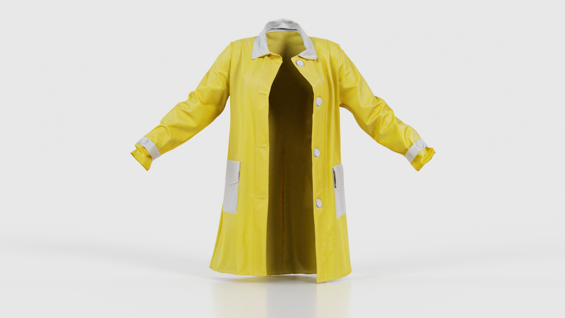 3D Yellow Pockets Vinyl Raincoat Open Remastered - TurboSquid 2360766