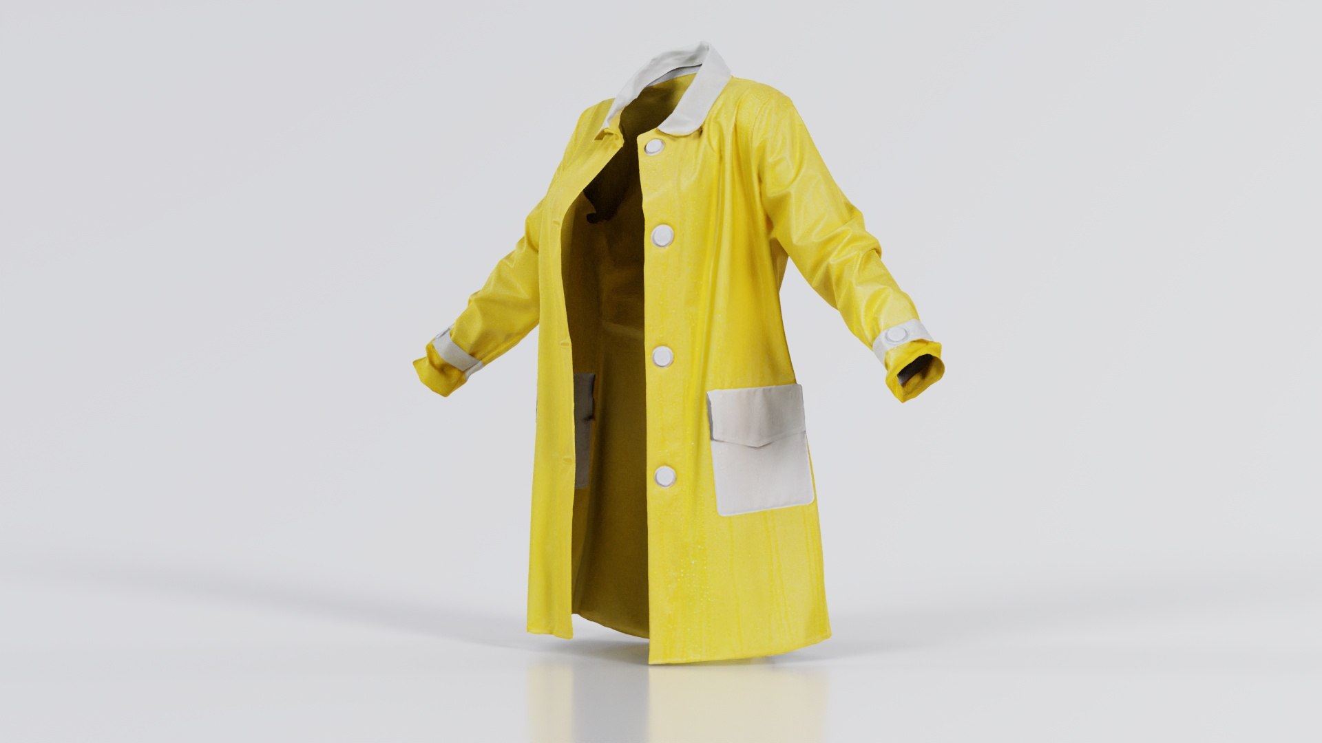 3D Yellow Pockets Vinyl Raincoat Open Remastered - TurboSquid 2360766