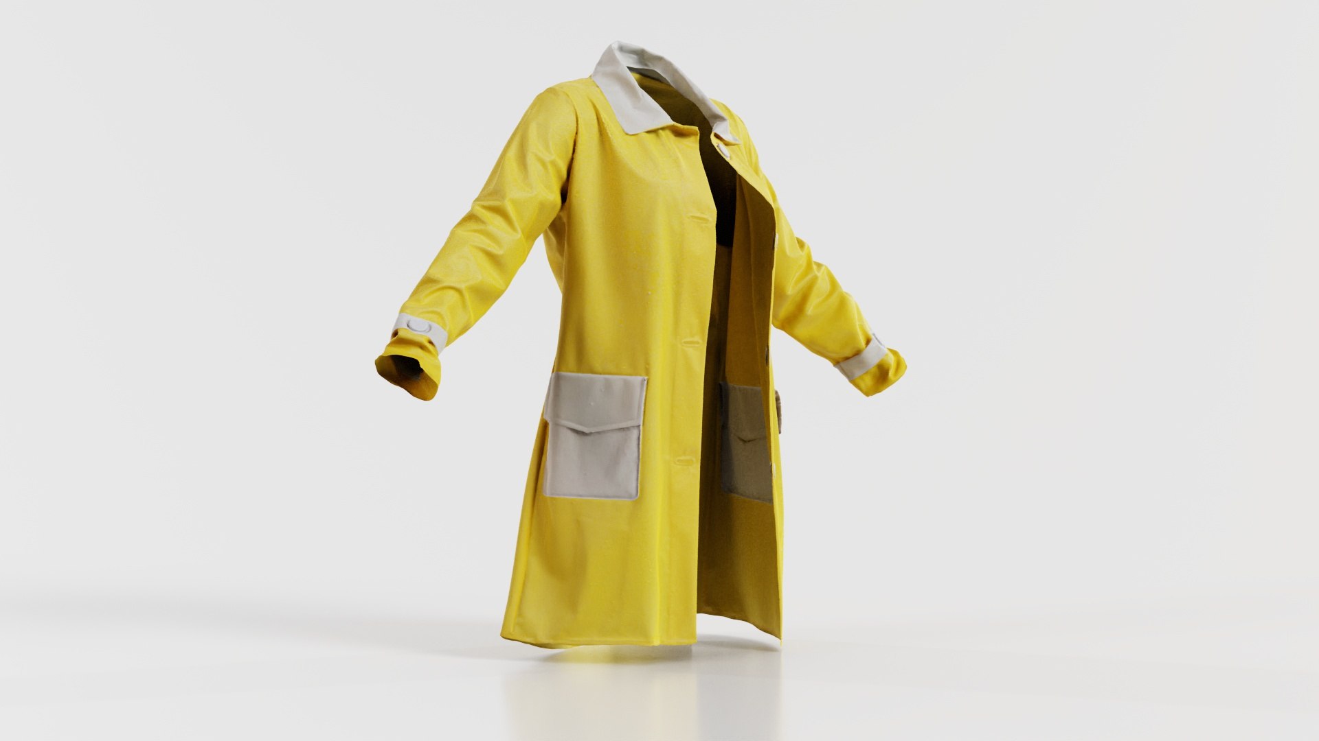 3D Yellow Pockets Vinyl Raincoat Open Remastered - TurboSquid 2360766