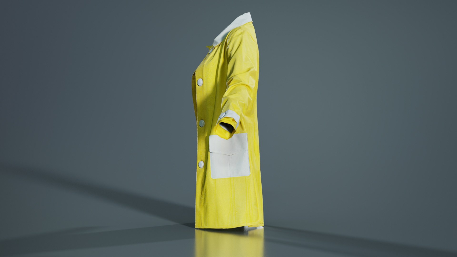 3D Yellow Pockets Vinyl Raincoat Open Remastered - TurboSquid 2360766