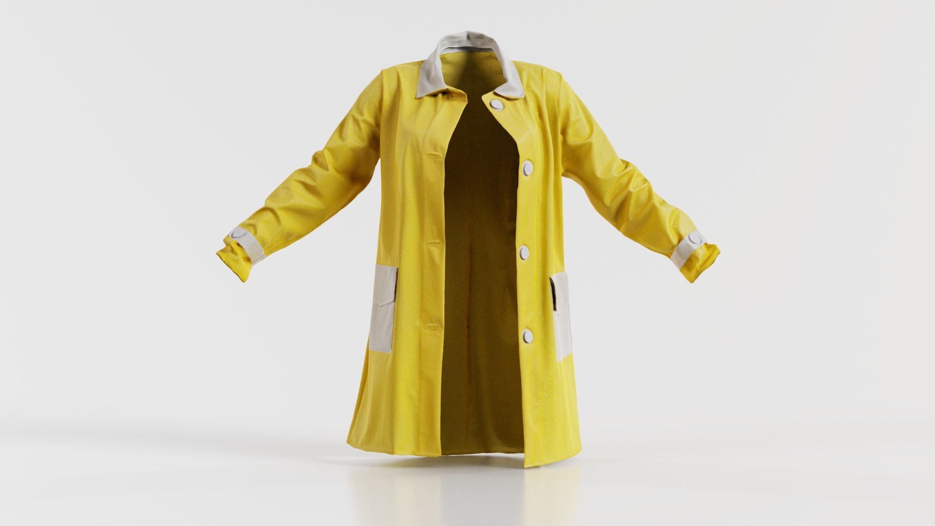 3D Yellow Pockets Vinyl Raincoat Open Remastered - TurboSquid 2360766