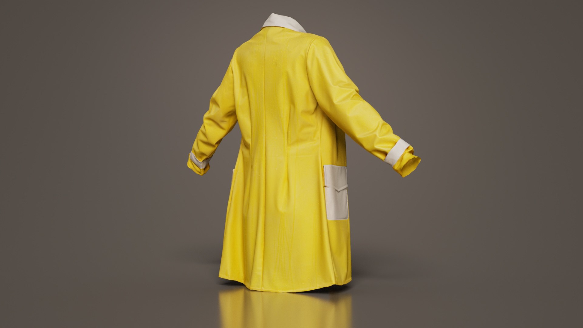3D Yellow Pockets Vinyl Raincoat Open Remastered - TurboSquid 2360766