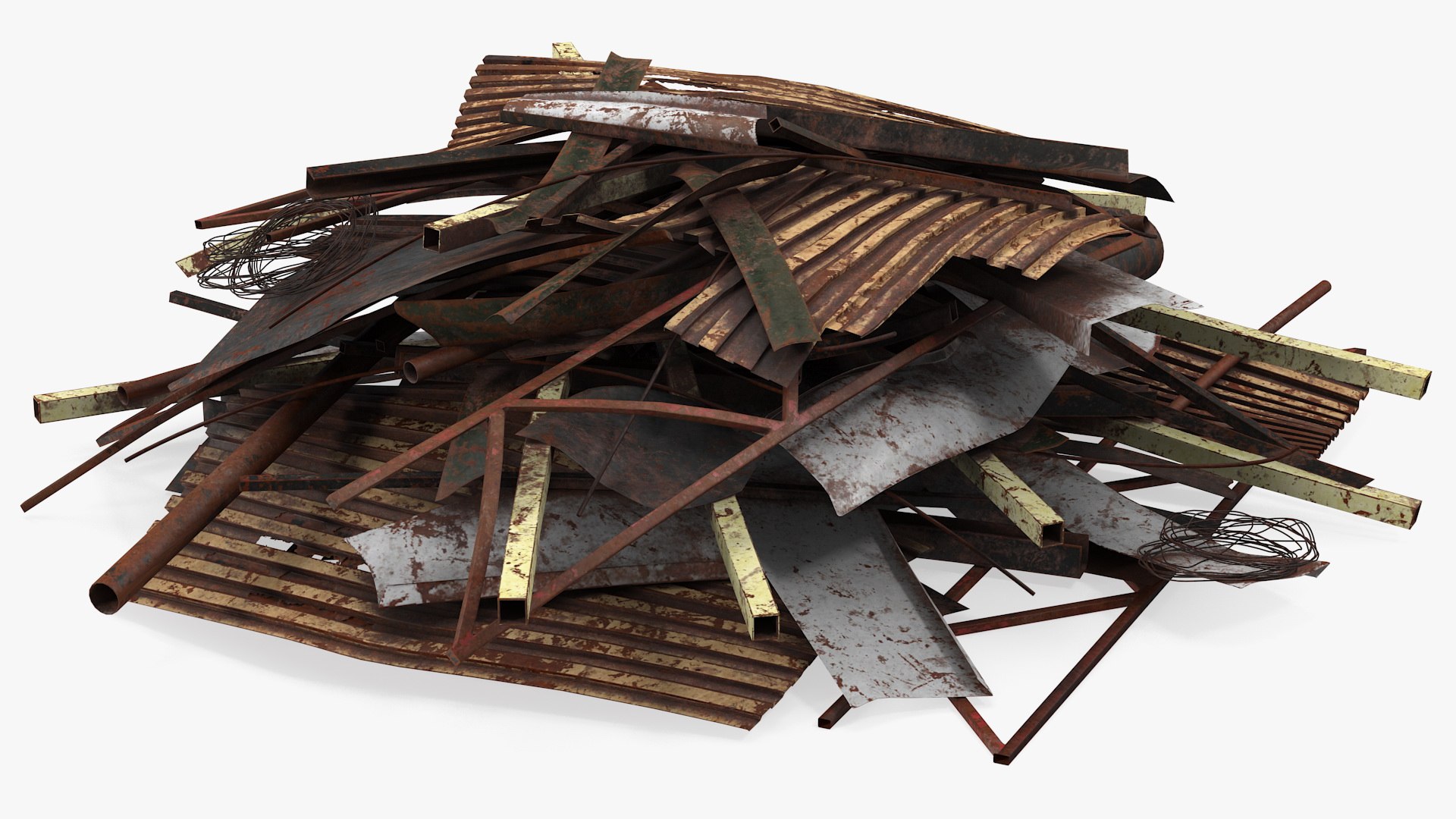 Pile twisted metal debris model - TurboSquid 1576877