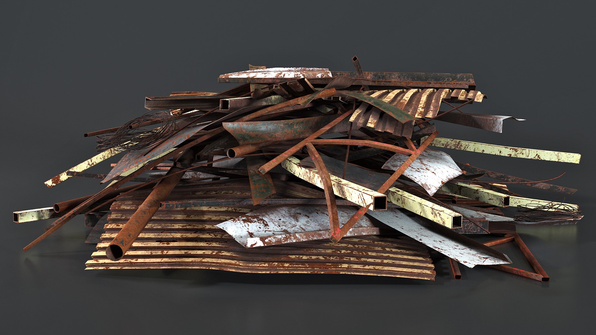 Pile twisted metal debris model - TurboSquid 1576877