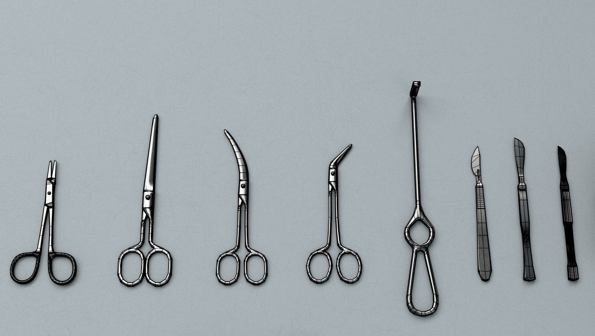 3d surgical instruments - medical equipment model
