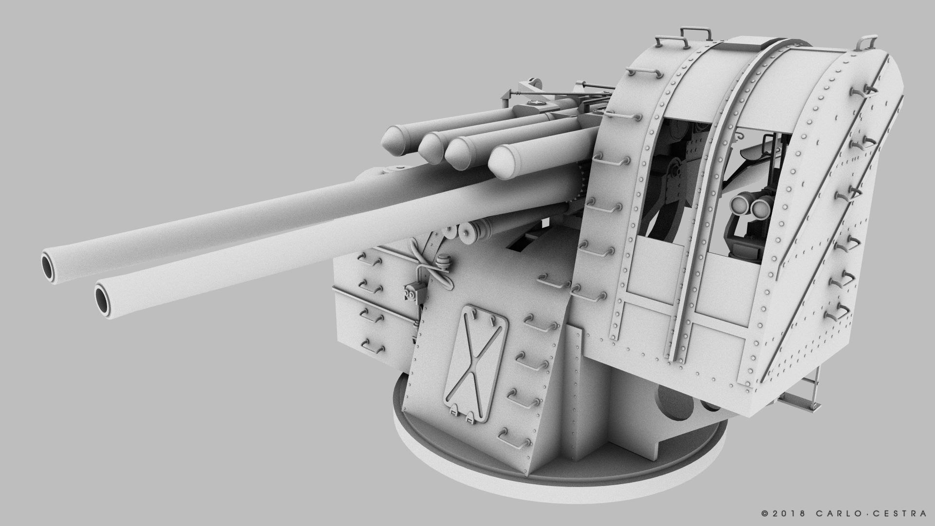 Type 89 naval gun 3D model - TurboSquid 1260106