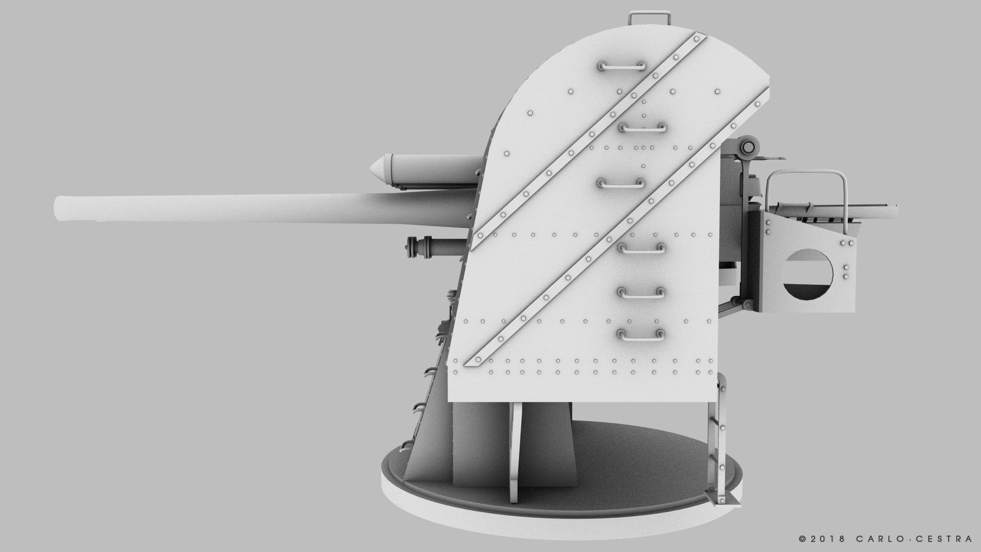 Type 89 naval gun 3D model - TurboSquid 1260106