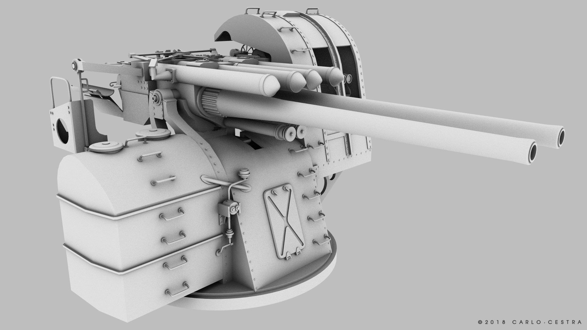 Type 89 naval gun 3D model - TurboSquid 1260106