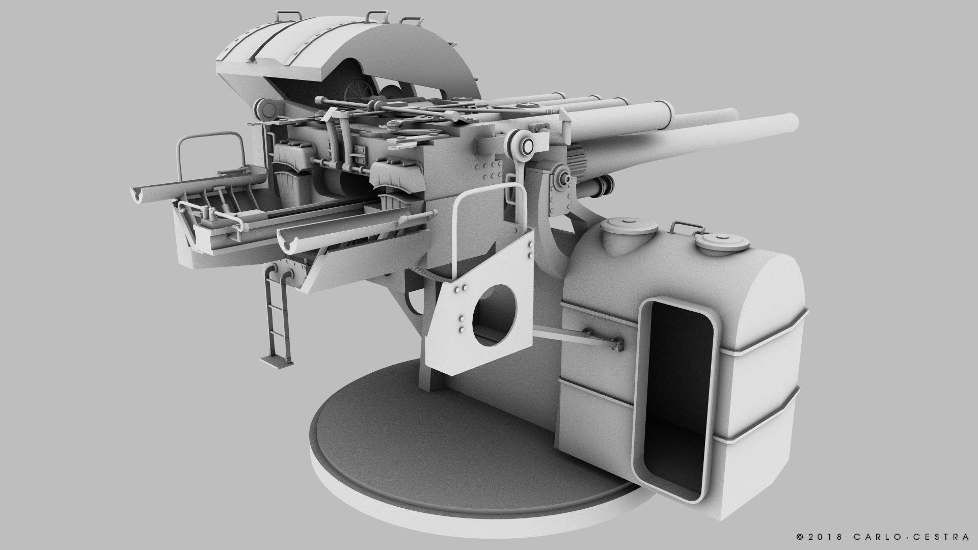 Type 89 naval gun 3D model - TurboSquid 1260106