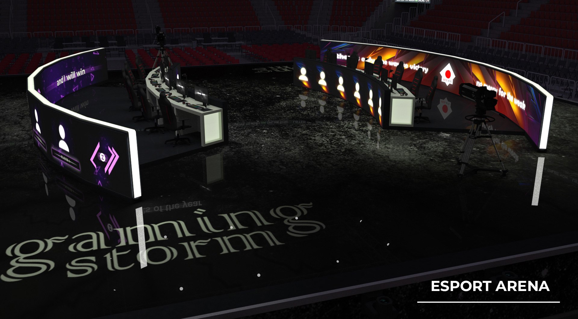 Esport event arena - interior - low poly AR VR 3D model - TurboSquid ...