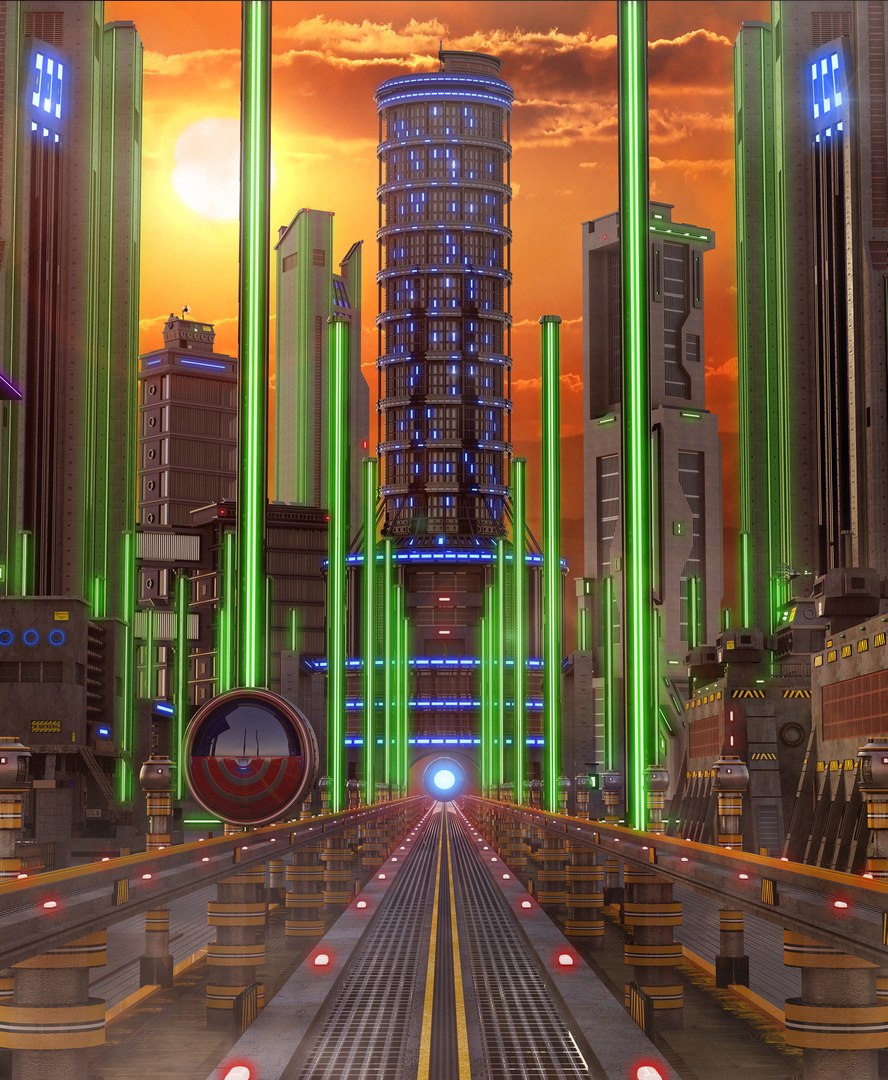 3D Sci-fi Street - TurboSquid 1258640
