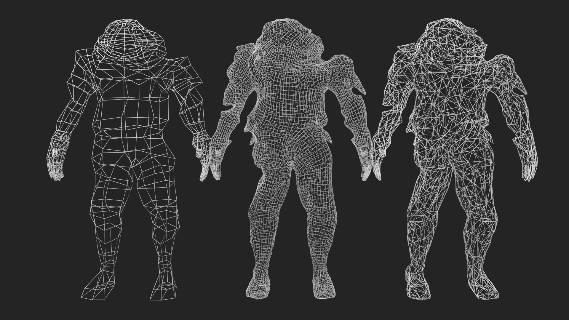 3D Cyber Monster 01 Game Ready FBX Super Lowpoly To Midpoly ...