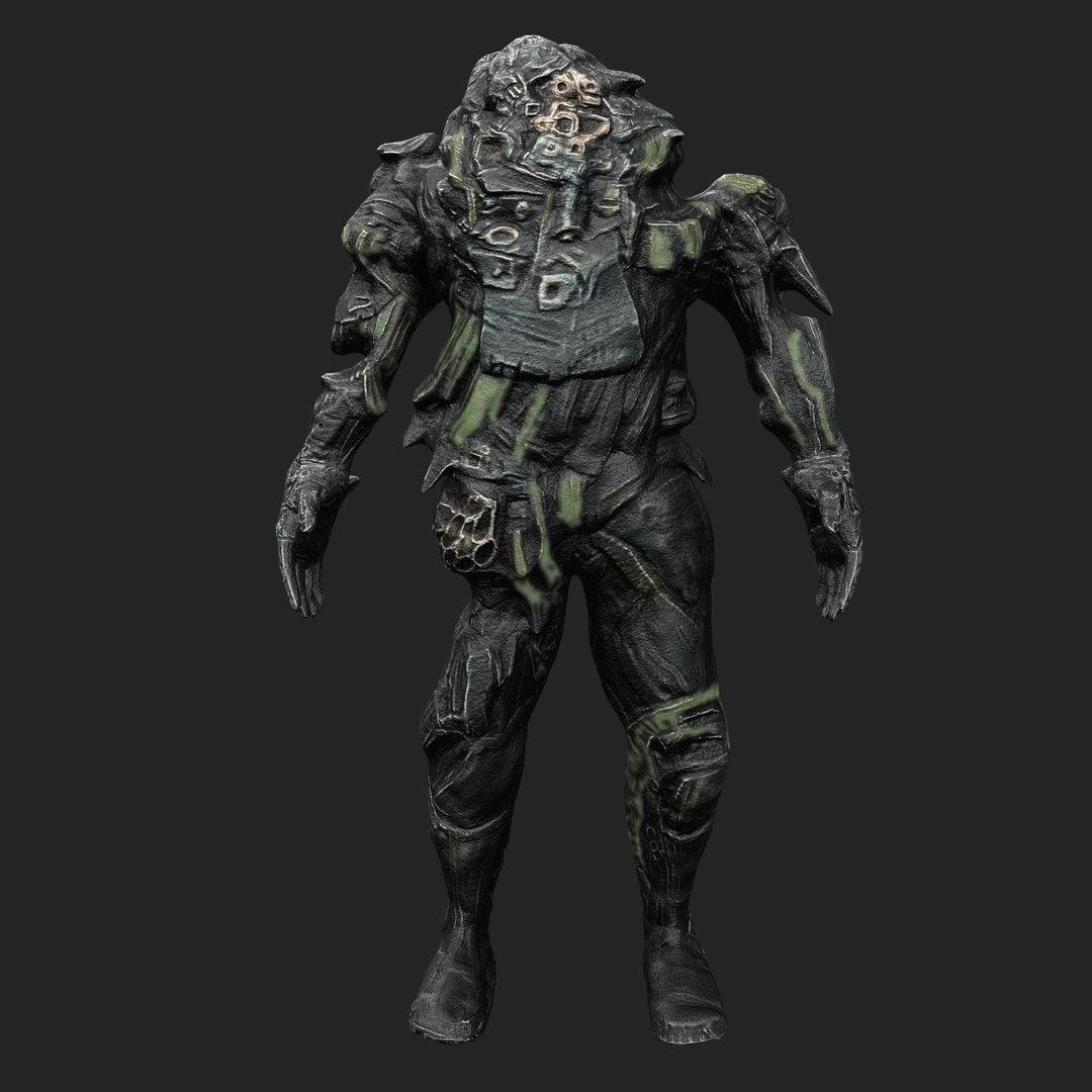 3D Cyber Monster 01 Game Ready FBX Super Lowpoly To Midpoly ...