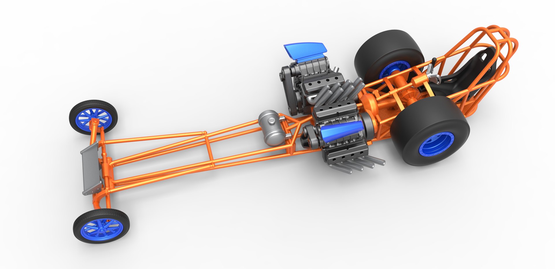 3D Diecast Front Engine Dragster With 2 V8 Version 2 Scale 1 To 25 ...