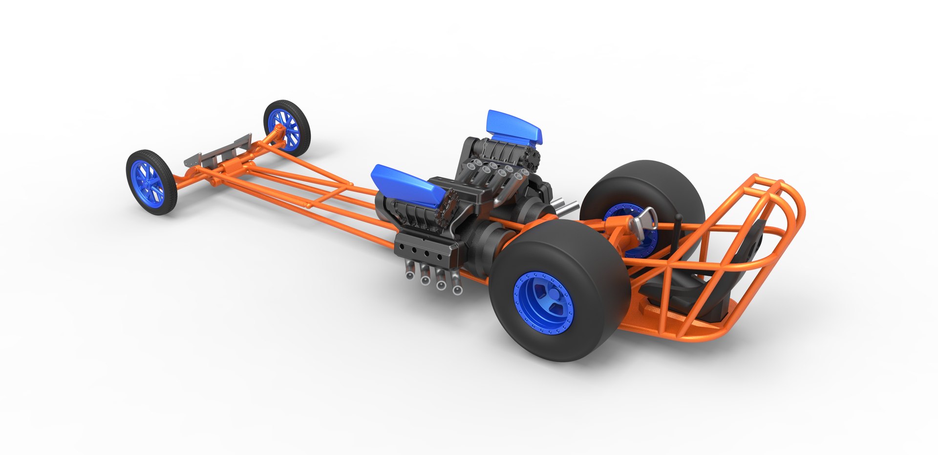 3D Diecast Front Engine Dragster With 2 V8 Version 2 Scale 1 To 25 ...