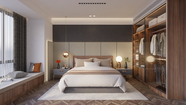 modelo 3d Bedroom Sketchup file Full Material Vray 4 FBXOBJ ...