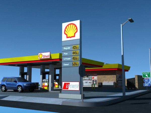 3d model shell gas station impact