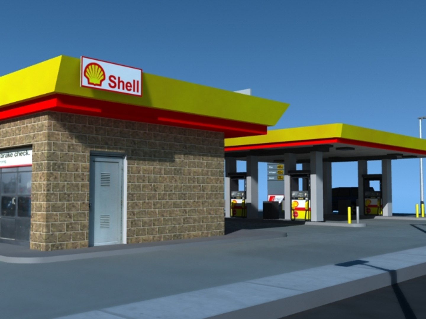 3d Model Shell Gas Station Impact