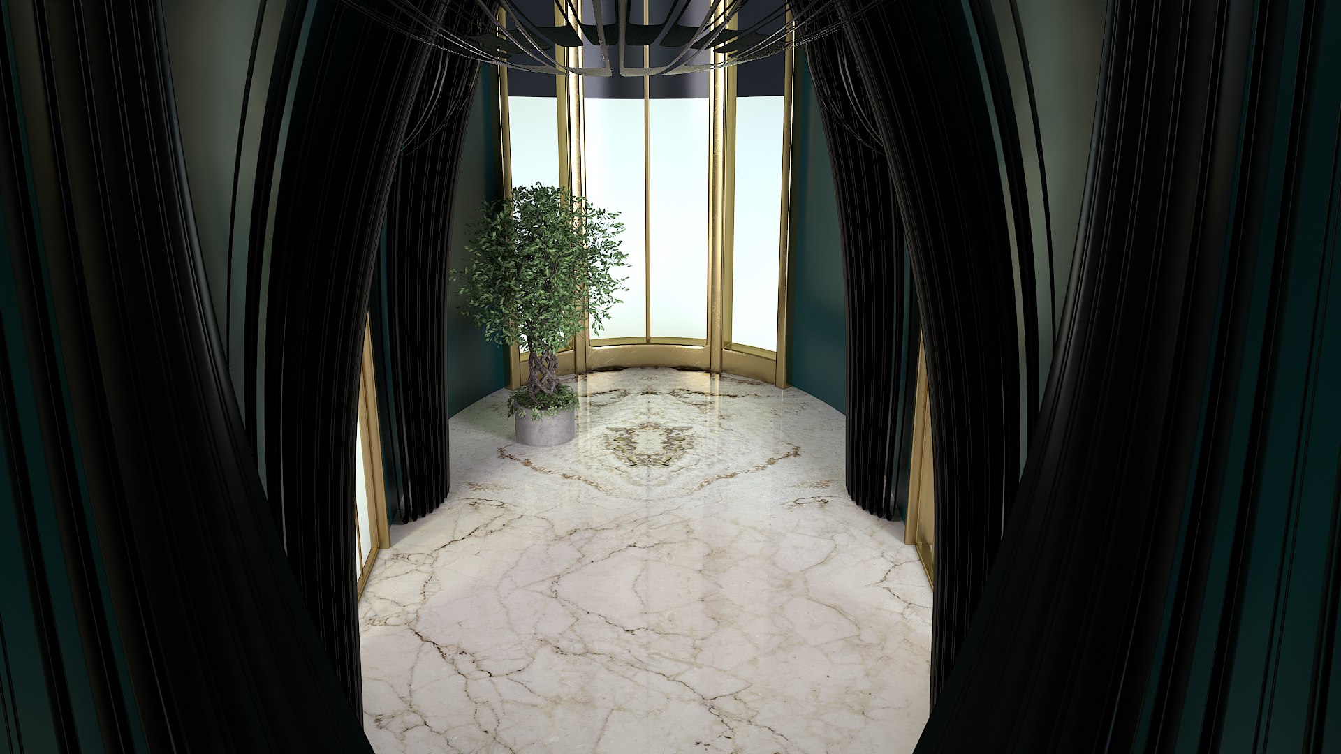 3D Lobby Interior And Exterior Model - TurboSquid 2161784