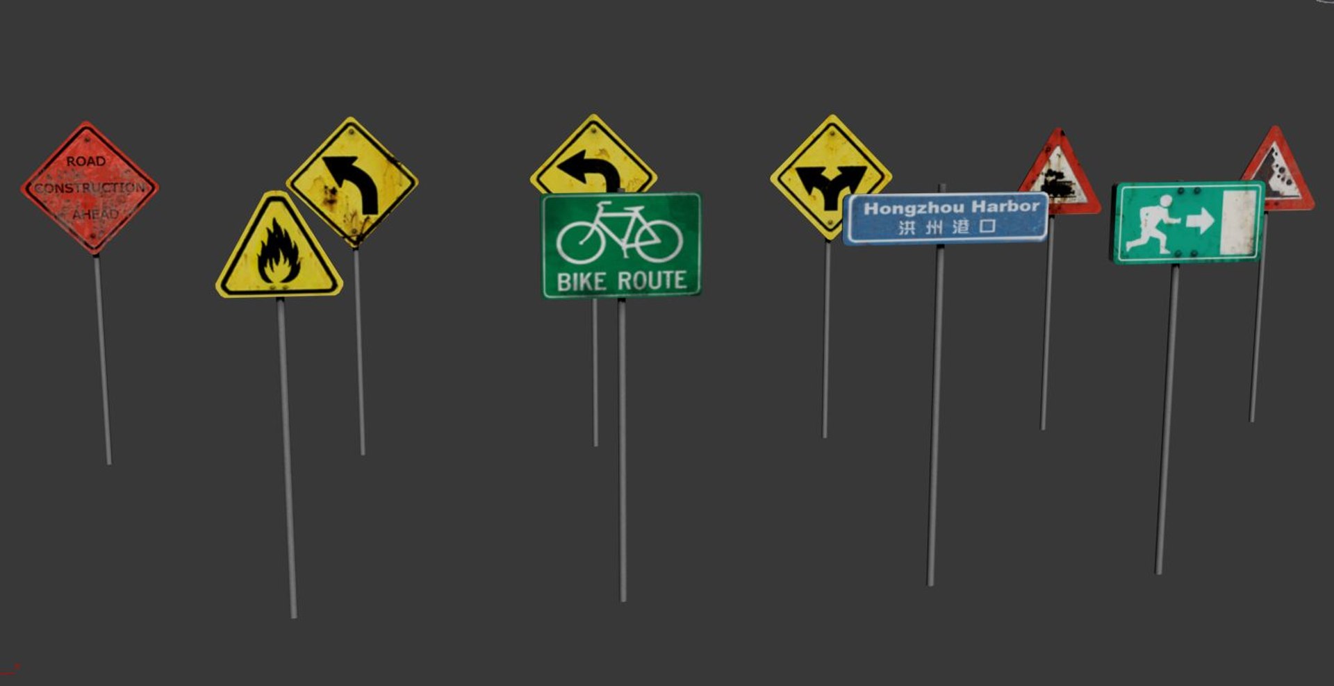 Road Signs 3d Model