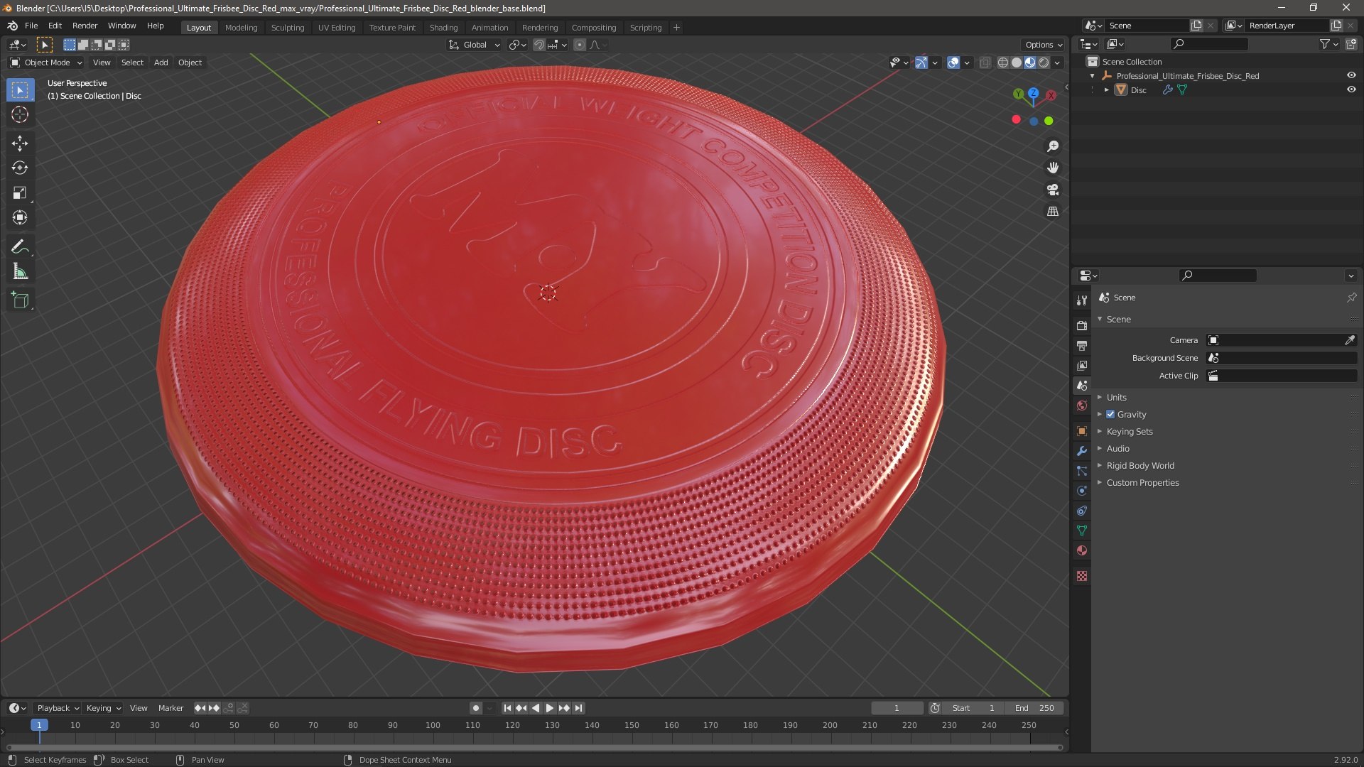 Professional Ultimate Frisbee Disc Red 3D Model - TurboSquid 2219510