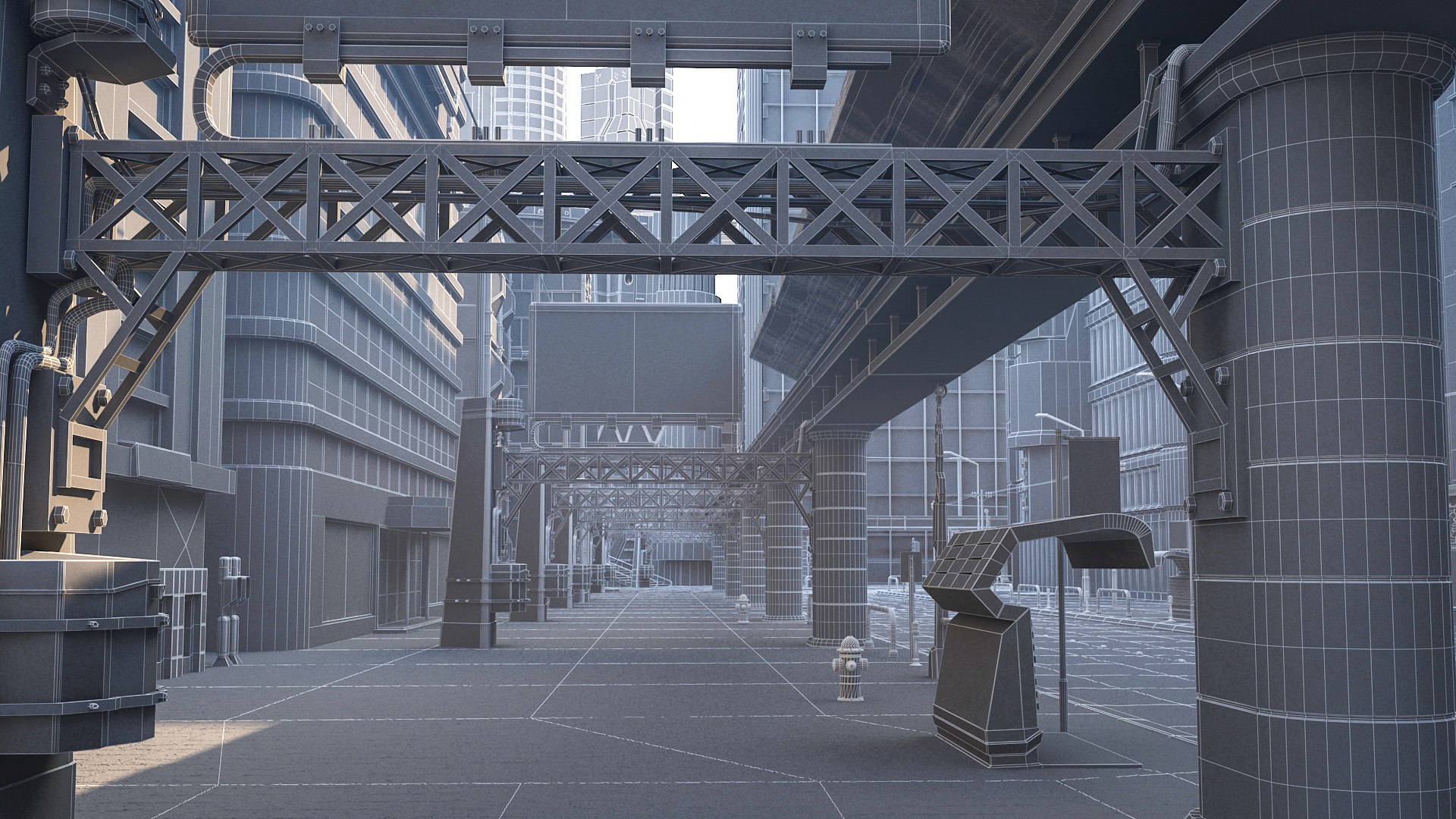 Sci Fi Street Scene 3D Model - TurboSquid 1693742