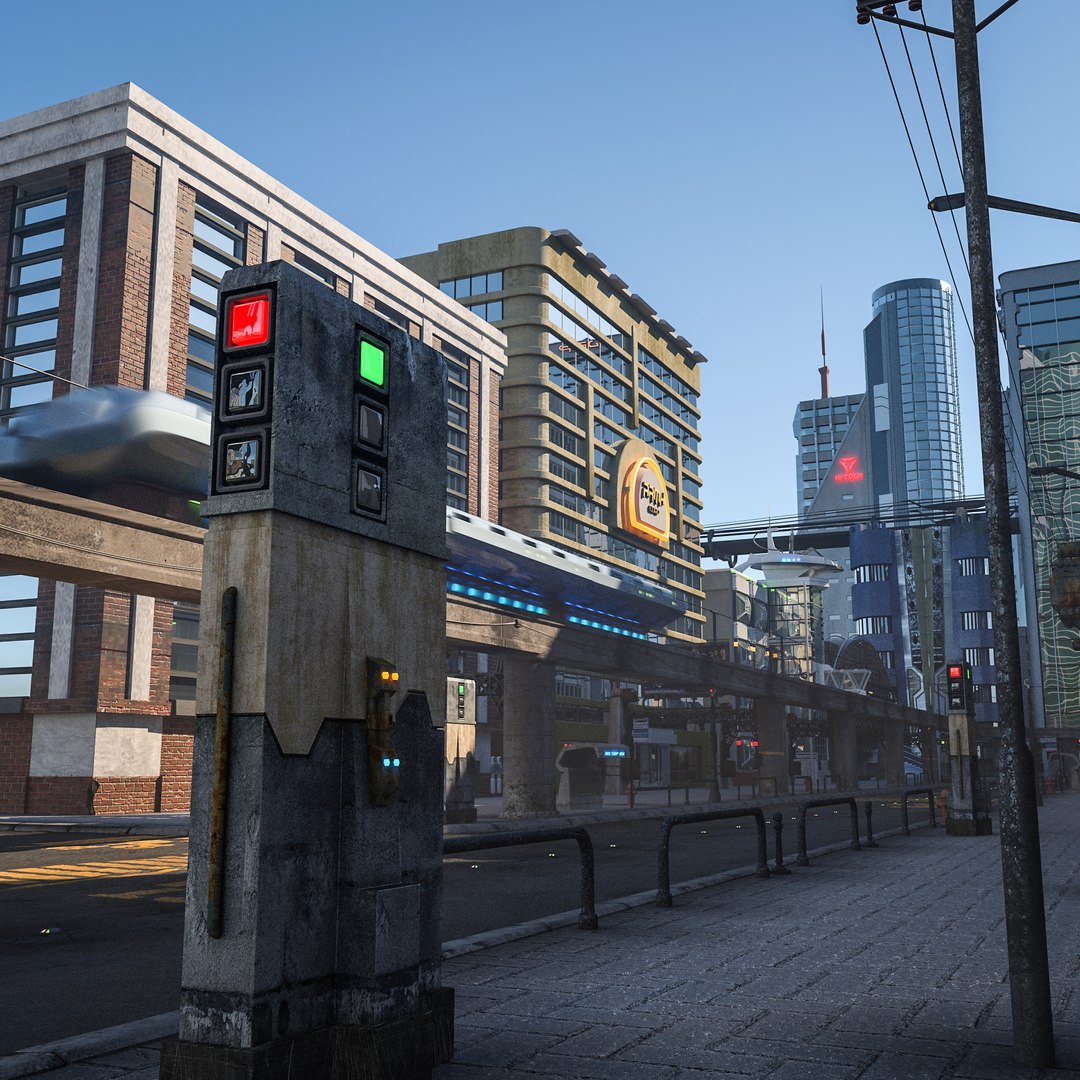 Sci Fi Street Scene 3D Model - TurboSquid 1693742