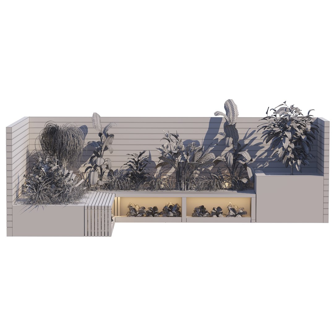 3D Corner Bench Seating With Planter Model - TurboSquid 1963856