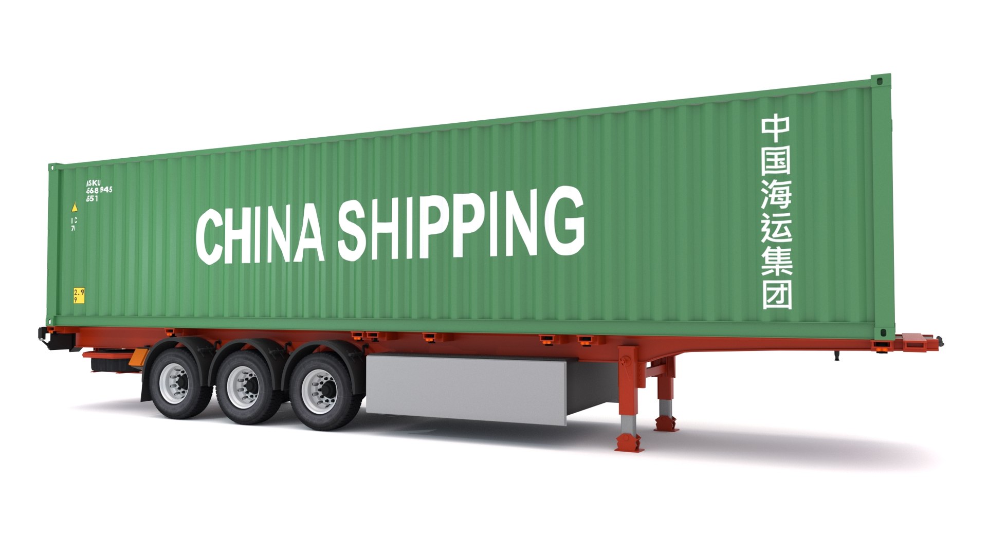 Chassis Semi Trailer With China Shipping Container Model - TurboSquid ...