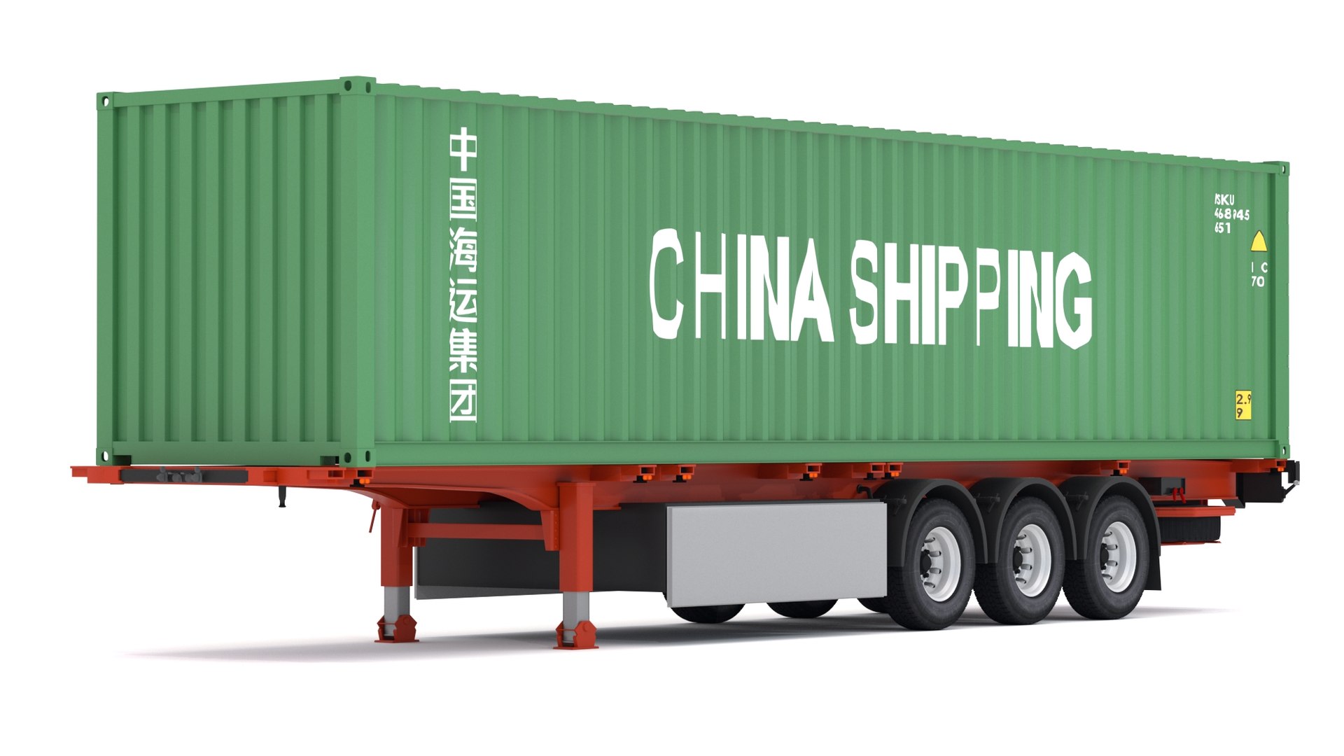 Chassis Semi Trailer With China Shipping Container Model - TurboSquid ...