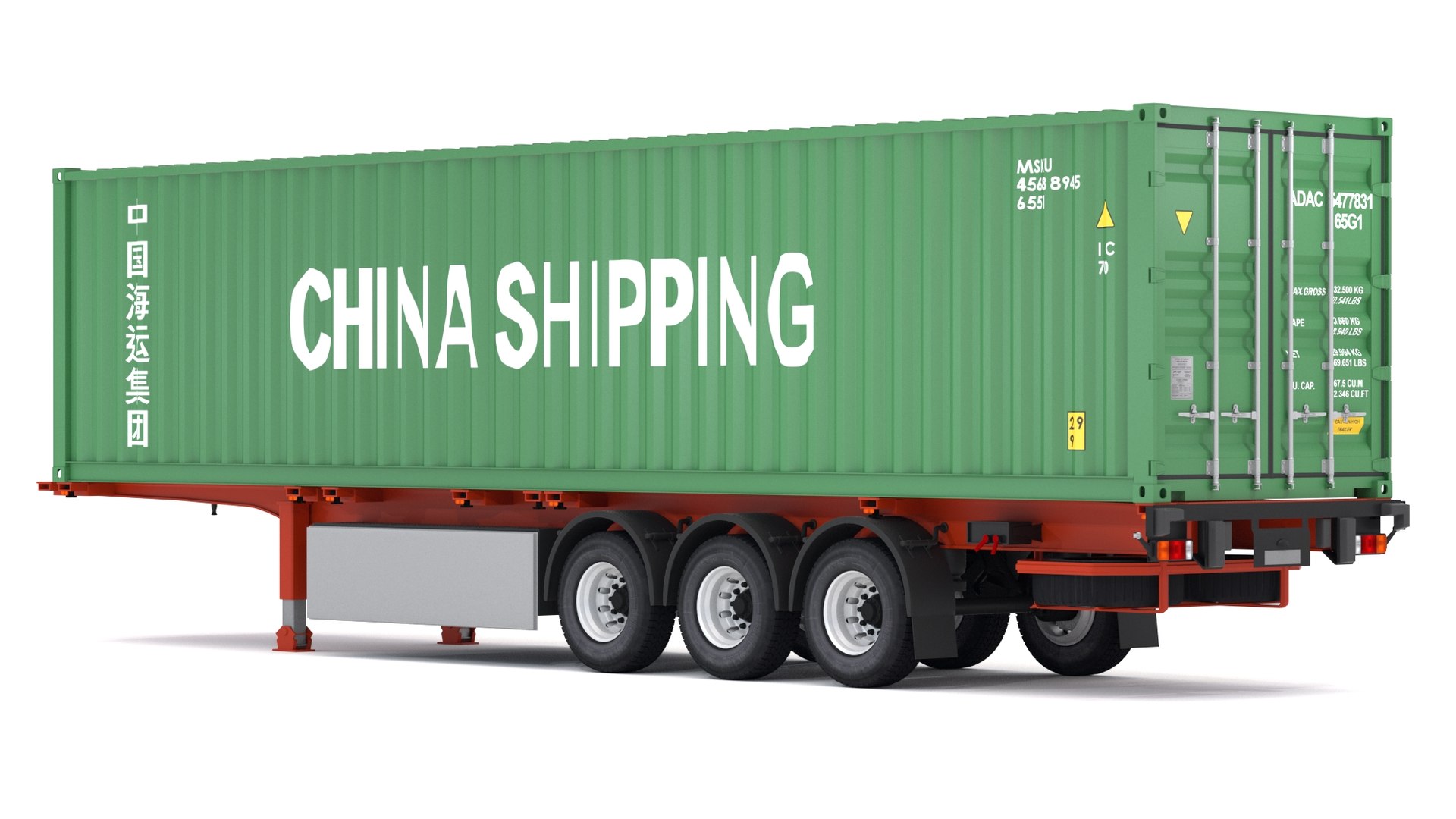 Chassis Semi Trailer With China Shipping Container Model - TurboSquid ...