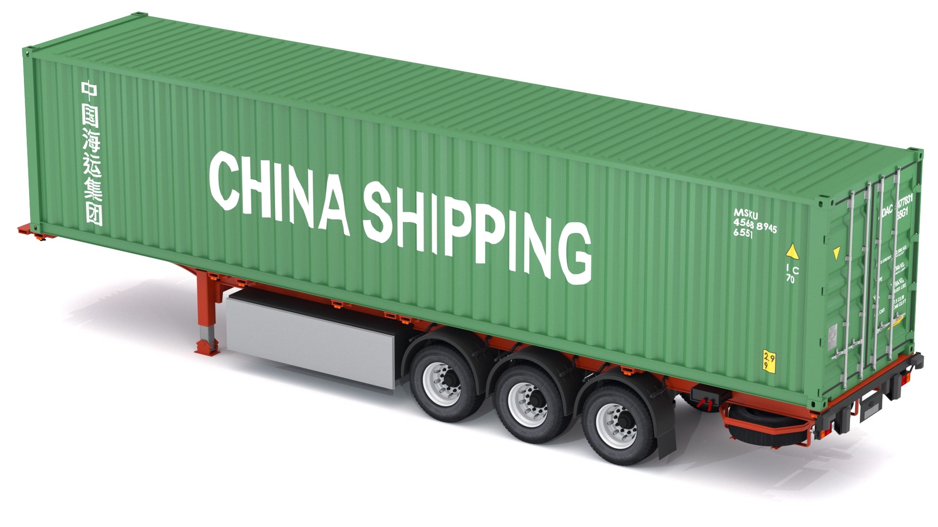 Chassis Semi Trailer With China Shipping Container Model - TurboSquid ...
