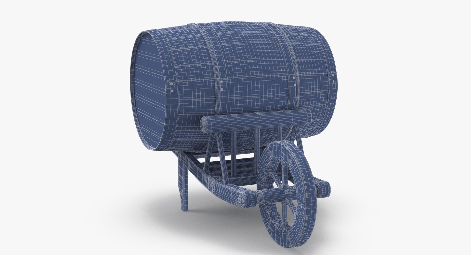Medieval Wheelbarrow Barrel 3d Obj