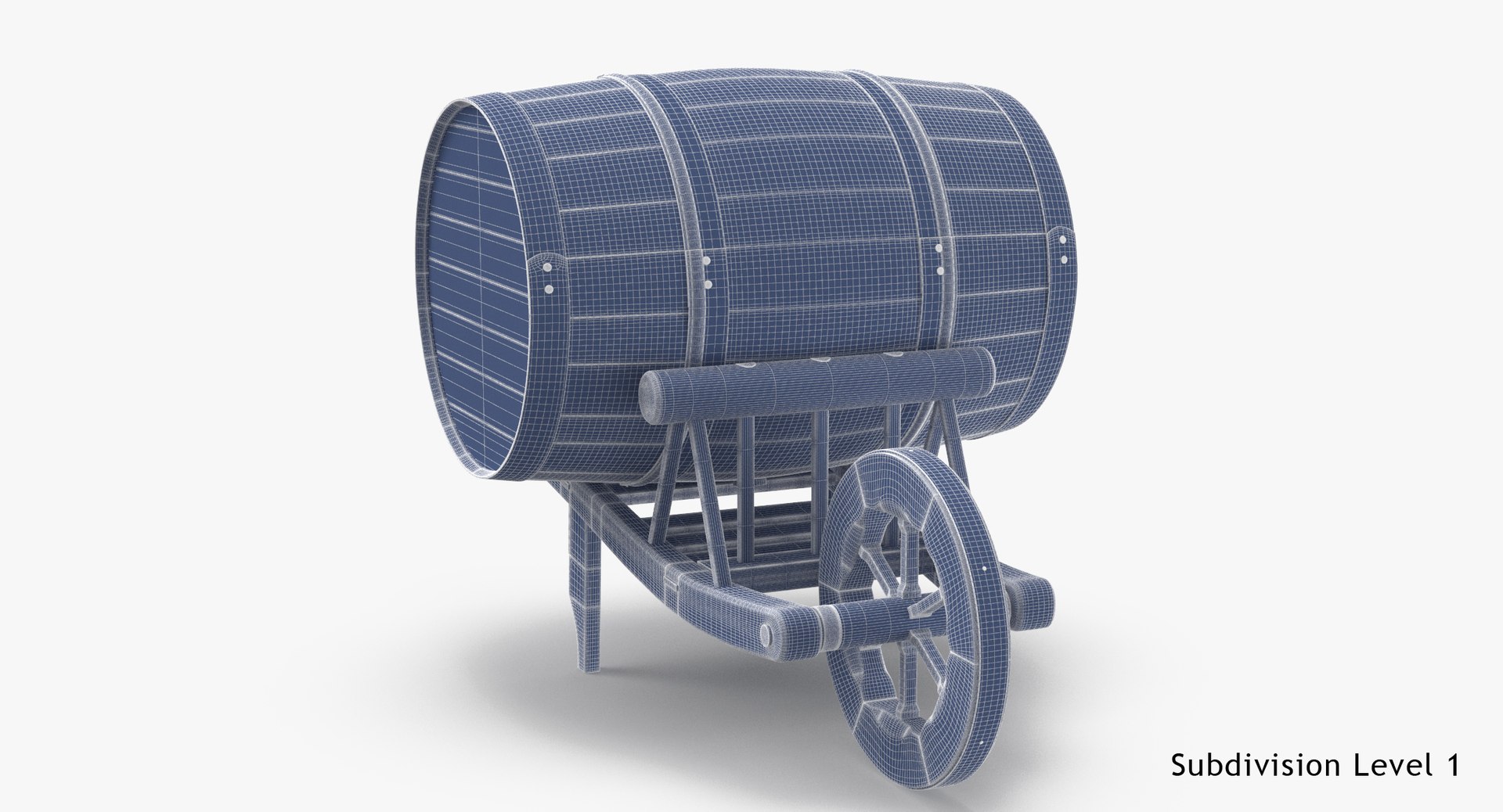 Medieval Wheelbarrow Barrel 3d Obj