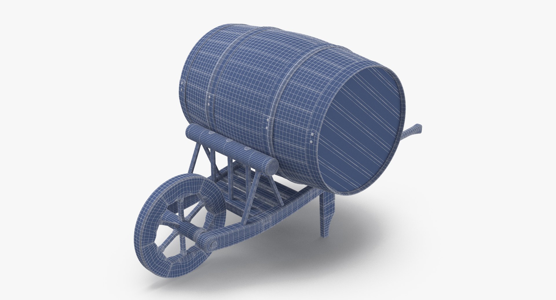 Medieval Wheelbarrow Barrel 3d Obj
